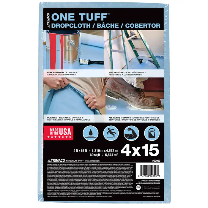 12-Pack of 4' x 15' Trimaco 999 One Tuff Professional Grade Dropcloth ...